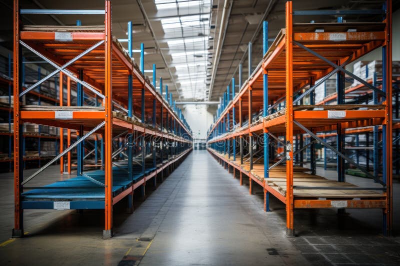 Empty Storage Racks in Mega Store. Stock Illustration - Illustration of ...