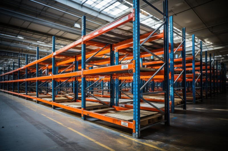 Empty Storage Racks in Mega Store. Stock Illustration - Illustration of ...
