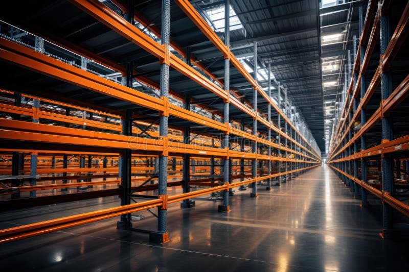 Empty Storage Racks in Mega Store. Stock Illustration - Illustration of ...