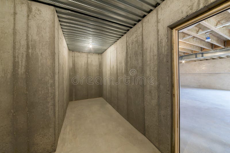 An Empty Storage Unit With Shelving Stock Photo - Image of city ...