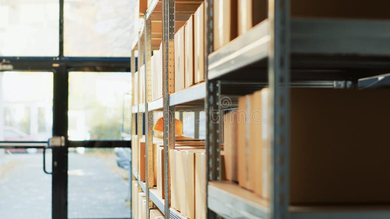 Empty Storage Room Filled with Cardboard Boxes Stock Image - Image of ...