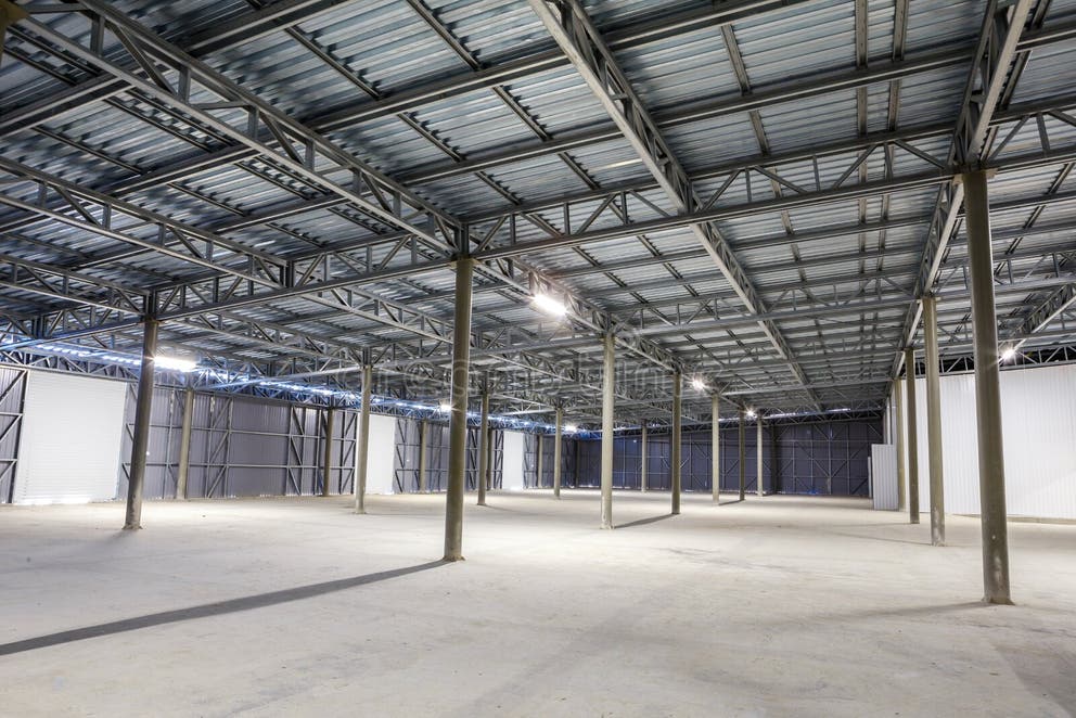 Empty Storage Room, Warehouse or Hangar Stock Image - Image of building ...
