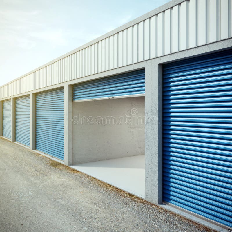 Empty Storage Unit with Opened Door Stock Illustration - Illustration ...
