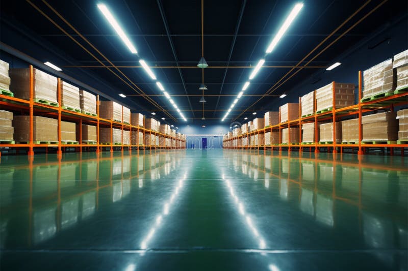 An Empty Storage Warehouse in a Logistics Center for Distribution Stock ...
