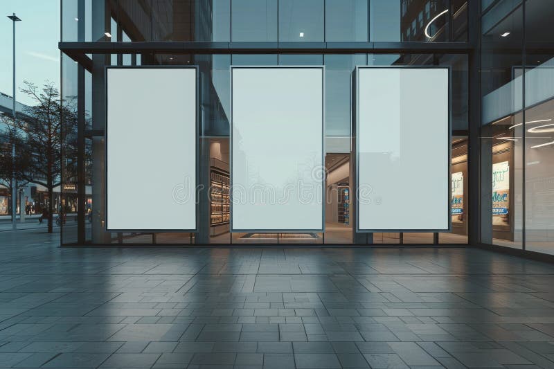 Empty Store Front with Large Windows in City Street Stock Image - Image ...