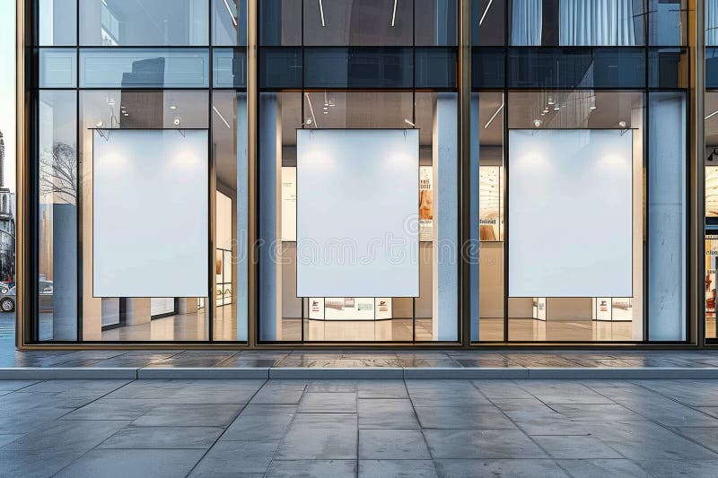 Empty Store Front with Large Windows in City Street Stock Photo - Image ...