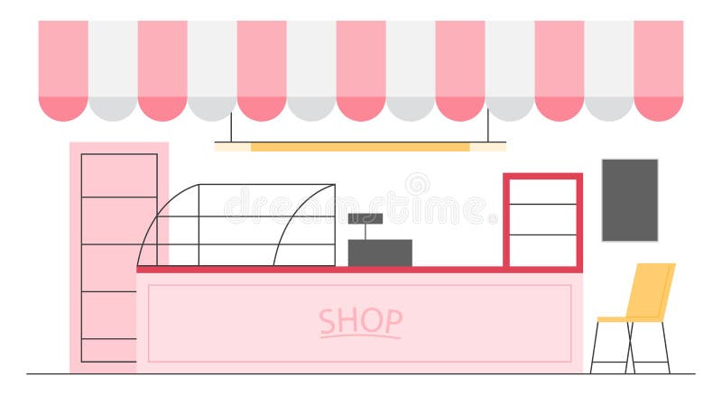 Empty Store Interior. Counter, Shelves and Exposition Stock Vector ...