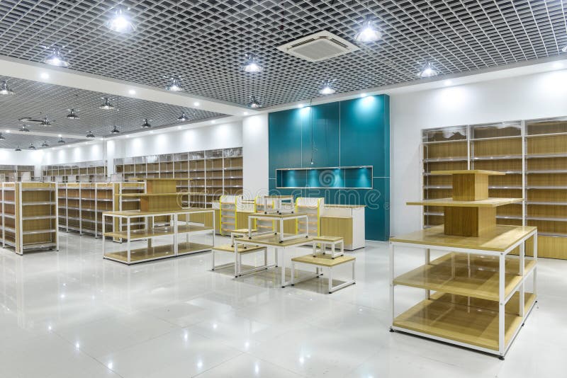 Empty Store Interior in Modern Commercial Building Stock Image - Image ...