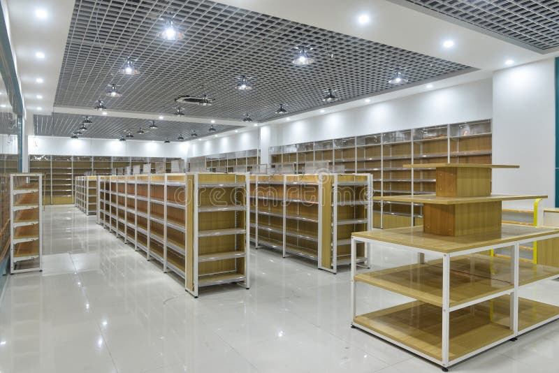 Empty Store Interior in Modern Commercial Building Stock Image - Image ...