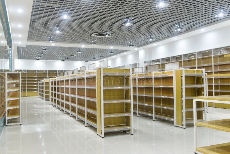 Empty Store Interior in Modern Commercial Building Stock Image - Image ...