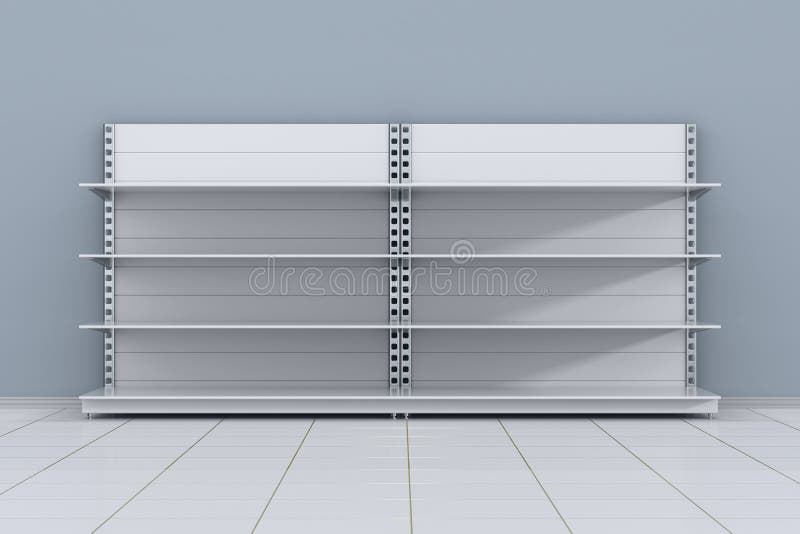 Empty Store Shelves. 3D Illustration Stock Illustration - Illustration ...