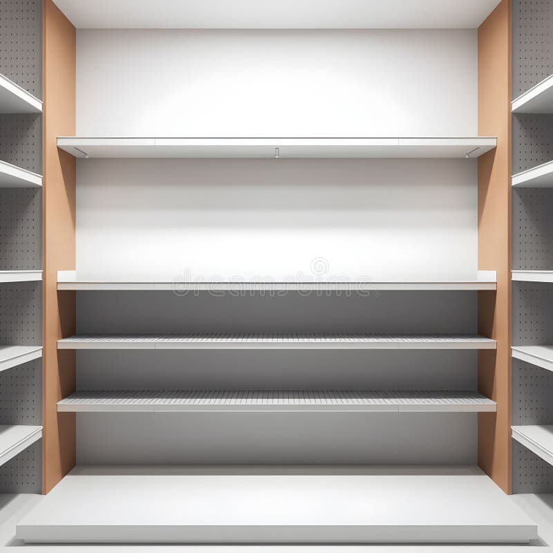 Empty Store Shelves. Retail Shelf Rack. Showcase Display. Mockup ...