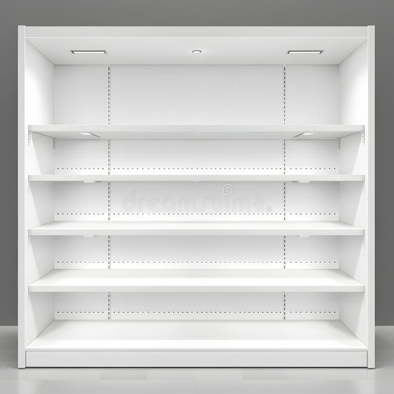 Empty Store Shelves. Retail Shelf Rack. Showcase Display. Mockup ...