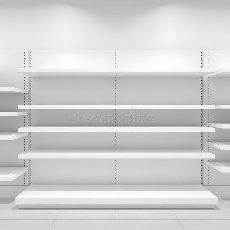 Empty Store Shelves. Retail Shelf Rack. Showcase Display. Mockup ...
