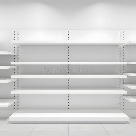 Empty Store Shelves. Retail Shelf Rack. Showcase Display. Mockup ...