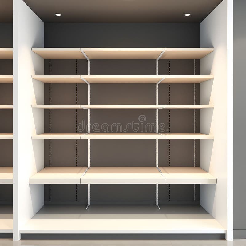 Empty Store Shelves. Retail Shelf Rack. Showcase Display. Mockup ...