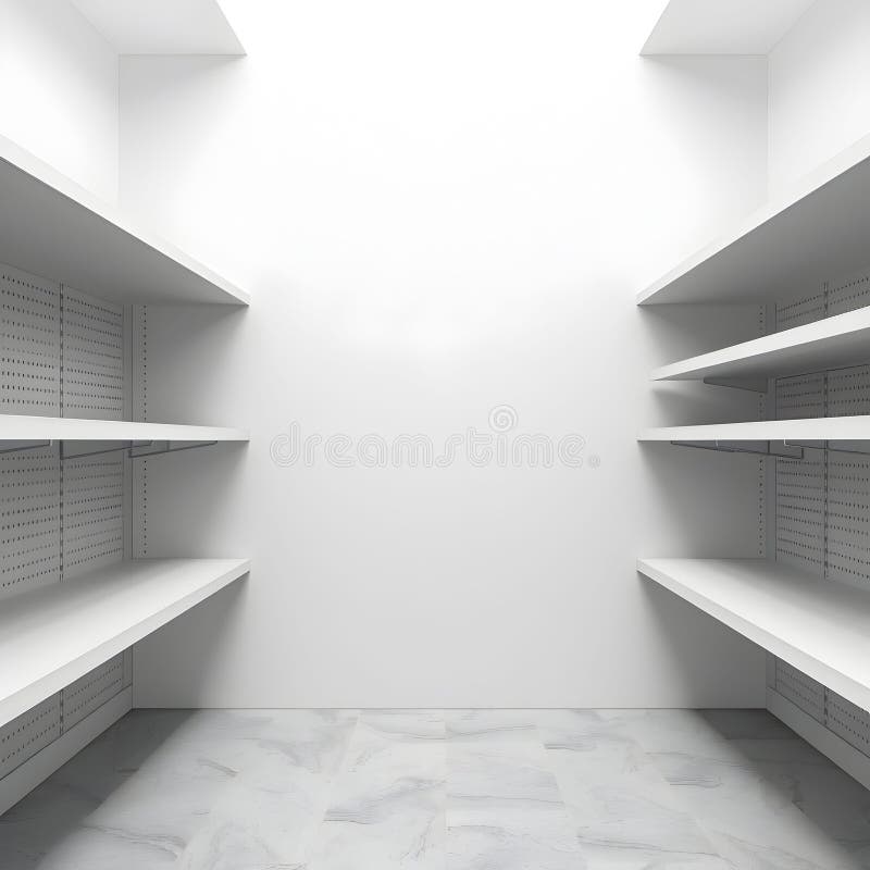 Empty Store Shelves. Retail Shelf Rack. Showcase Display. Mockup ...