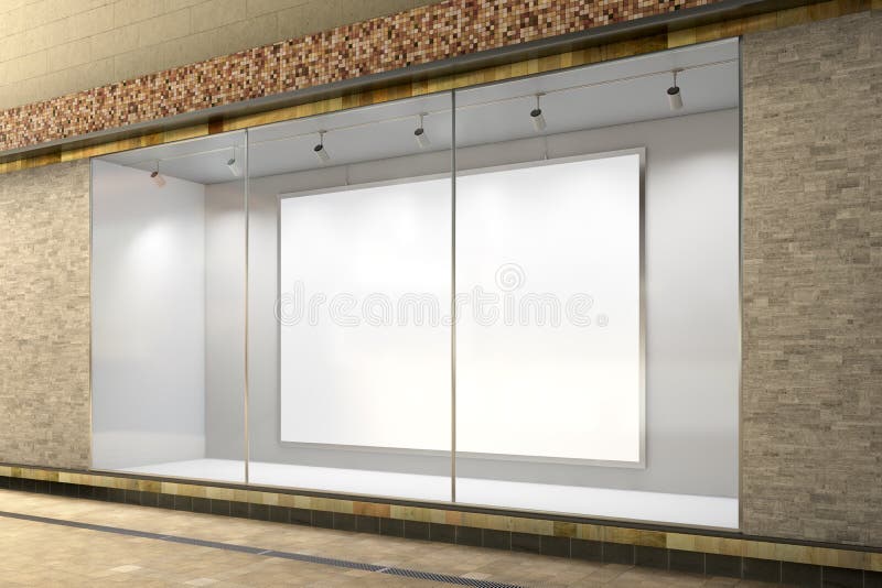 Empty store window stock illustration. Illustration of advertisement ...