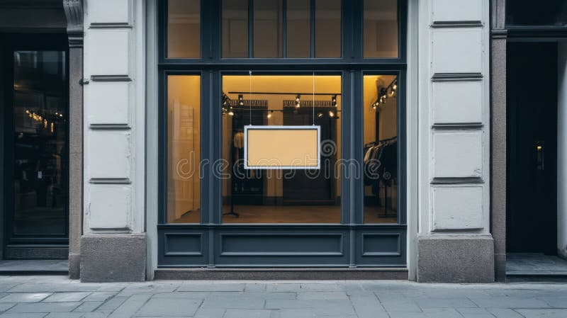 Empty Storefront with a Blank Sign in a City Setting Stock Illustration ...