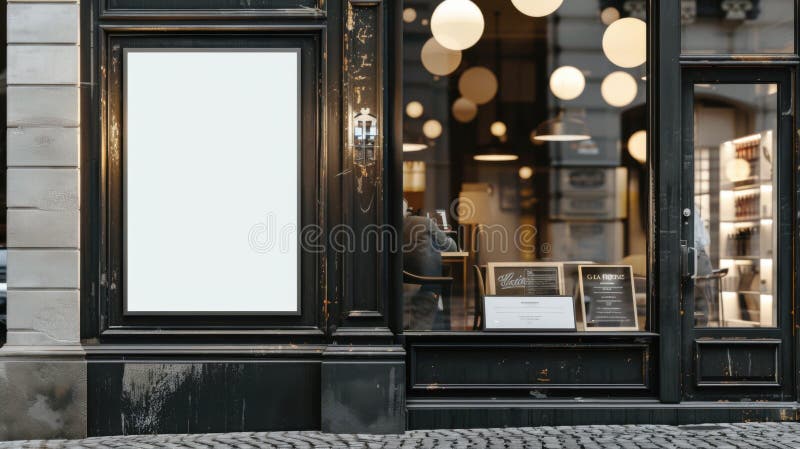 Empty Storefront with Blank Sign and Modern Interior Design Featuring ...