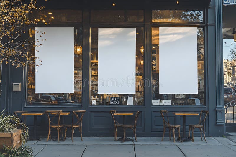 Empty Storefront Posters, Cafe, Tables, Chairs, Autumn Stock ...