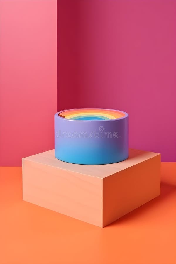 Empty Storefront Promotion Mockup Creative Round Scene from Iridescent ...