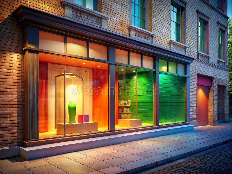 Empty Storefront Showcase 3D Realistic Shop Window Display Mockup for ...