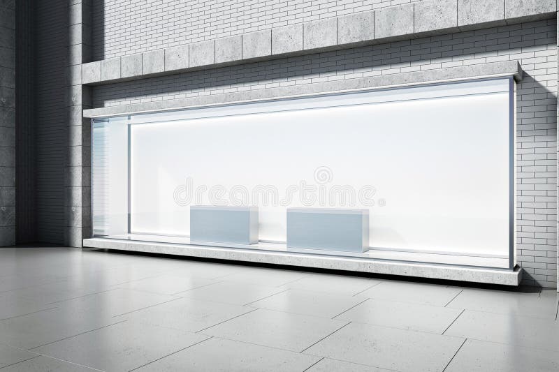 An Empty Storefront Window Display on a Urban Street, Light Background ...