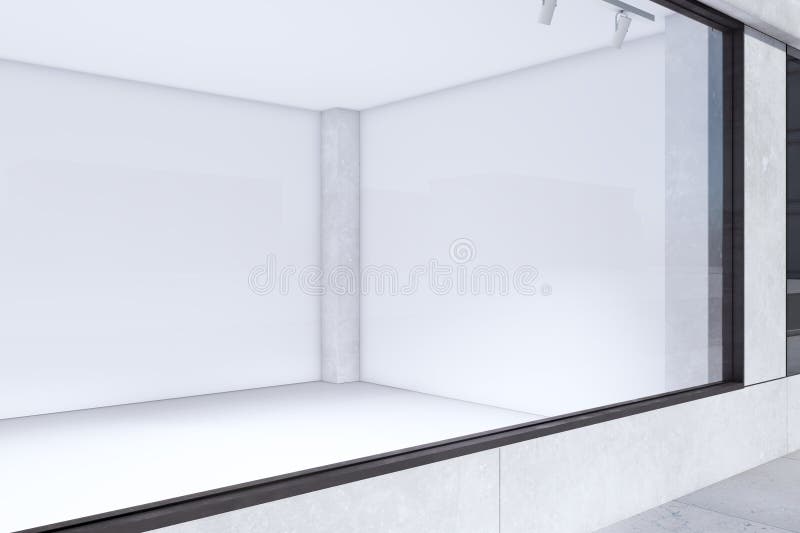 Empty Storefront Window with White Mock Up Place for Your Advertisement ...