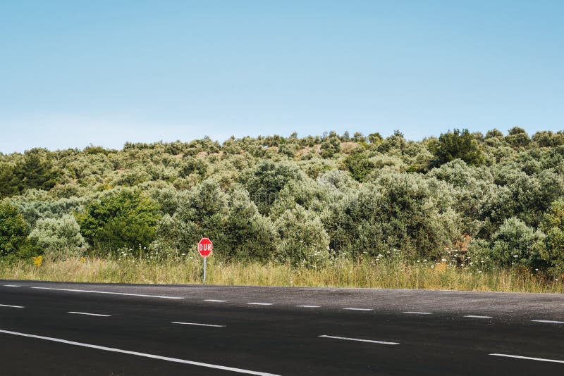 Empty Straight Road Background in the Evening Stock Image - Image of ...