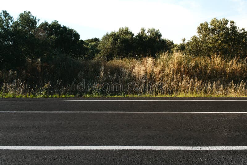 Empty Straight Road Background in the Evening Stock Image - Image of ...