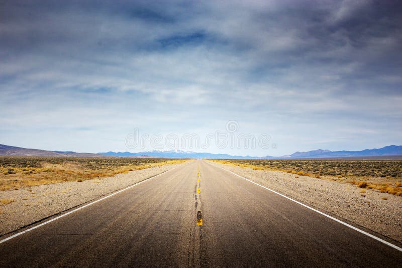 Empty Straight Long Asphalt Road. Black and White Stock Photo - Image ...