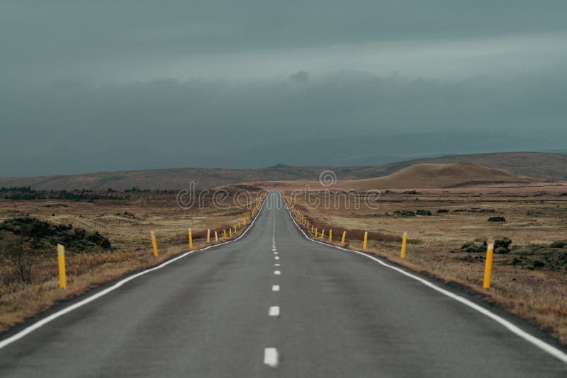 Empty Straight Road Under the Clouds for Text Space Stock Image - Image ...
