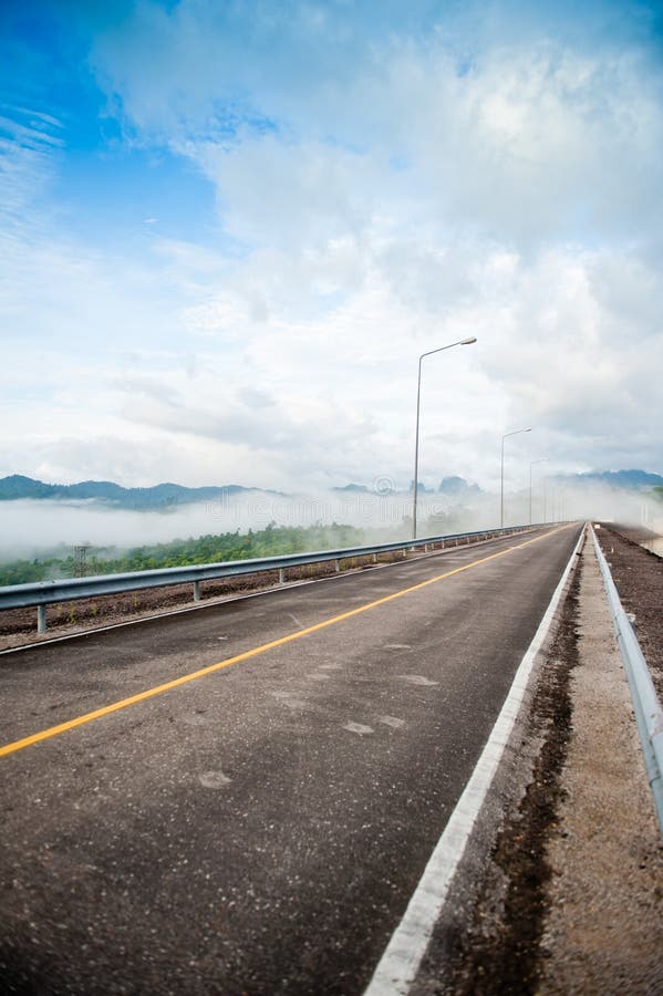 Empty street in the fog stock photo. Image of fast, road - 53179160
