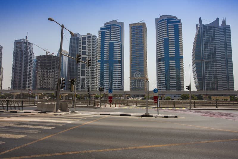 Empty Street Intersection in Dubai City Stock Image - Image of dubai ...