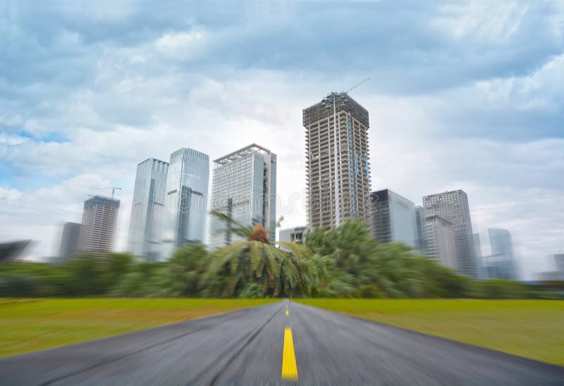 Empty City Square and Skyscraper Stock Image - Image of floor ...