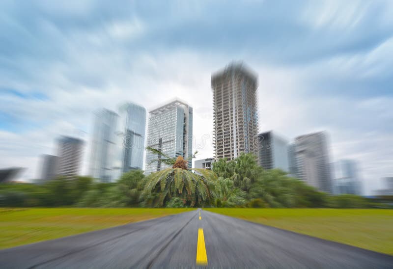Empty City Square and Skyscraper Stock Image - Image of brick, highway ...
