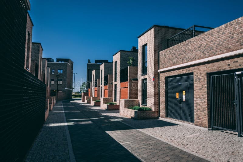 Empty Street with Modern Houses in Stratford Editorial Photography ...