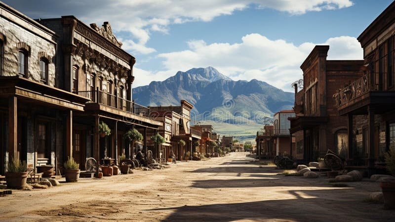 Empty Street in an Old Western Town at the Break of Dawn, AI-generated ...