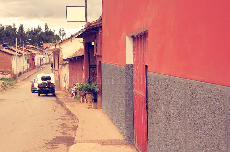 Cow in Street in Peru Highlands Village Stock Image - Image of mike ...