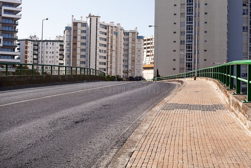 Empty Street Road in City with House Stock Image - Image of arrow ...