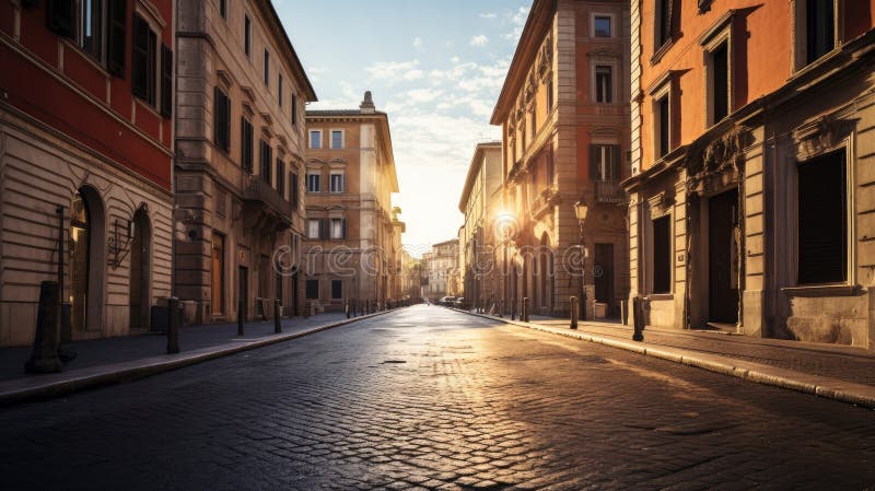 Empty Streets of Beautiful Rome Generative AI Stock Illustration ...