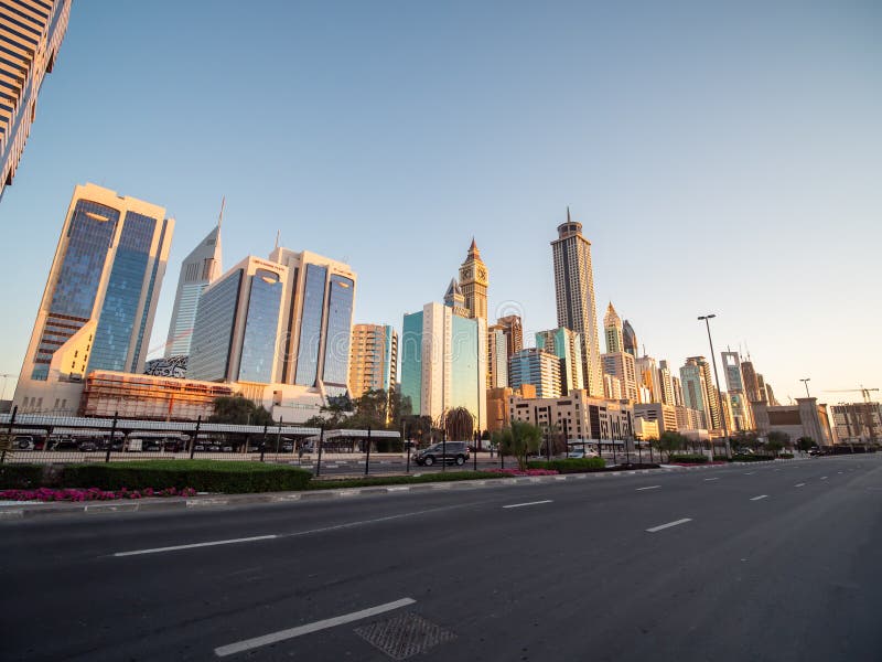 Dubai, UAE - December 14, 2019: Empty Streets of Dubai during ...