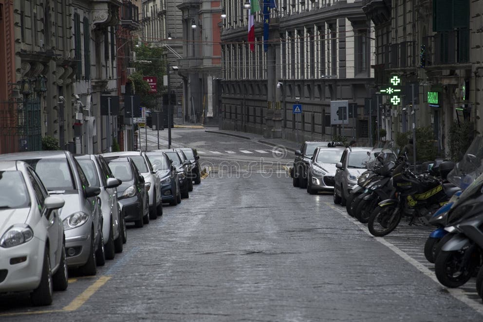 Empty Streets of Naples, during the First Day of Lockdown Editorial ...
