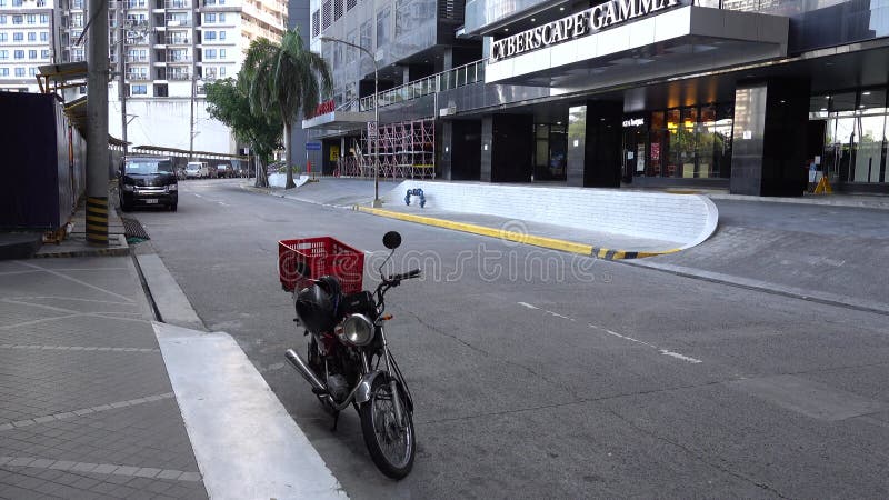 Empty Streets in a Town with Clouds Rolling Over the Mountains Stock ...