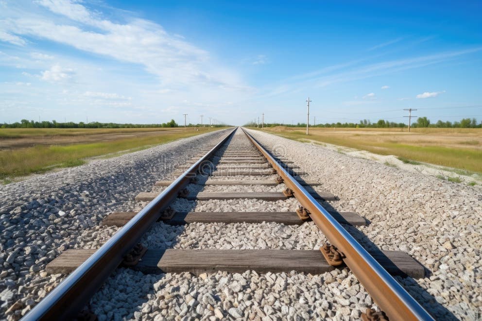 Empty Stretch of Railroad Track Extension Stock Image - Image of ...