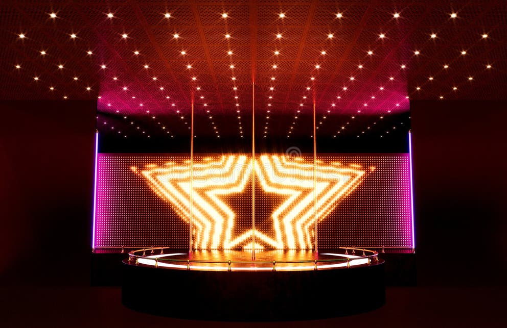 Strip Club Stage and Lights Stock Illustration - Illustration of pillar ...