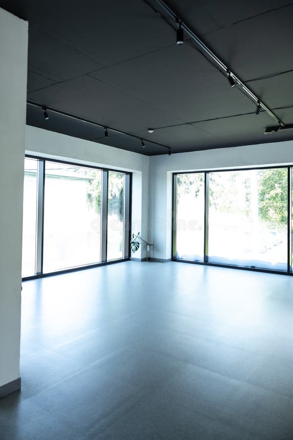 Empty Studio with Minimalistic Design in Contemporary Building with Big ...