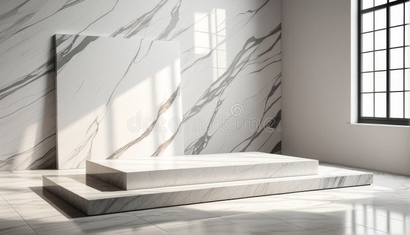 Empty Studio Room with Marble Rectangular Podium and Clean Floor for ...