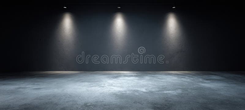 The Empty Studio Space Illuminated by Modern Spotlights Against a ...
